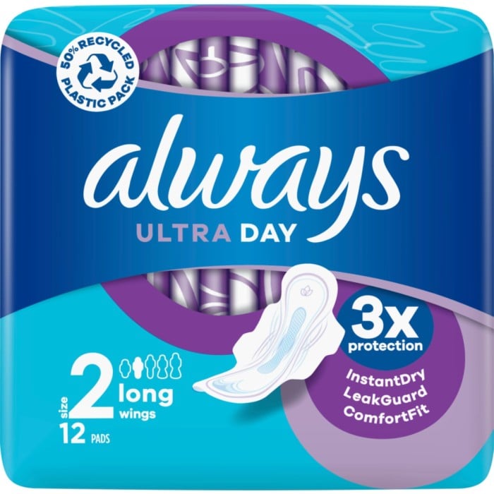 Köp Always Ultra Bindor Long (Storlek 2) med vingar 12 st på apotea.se