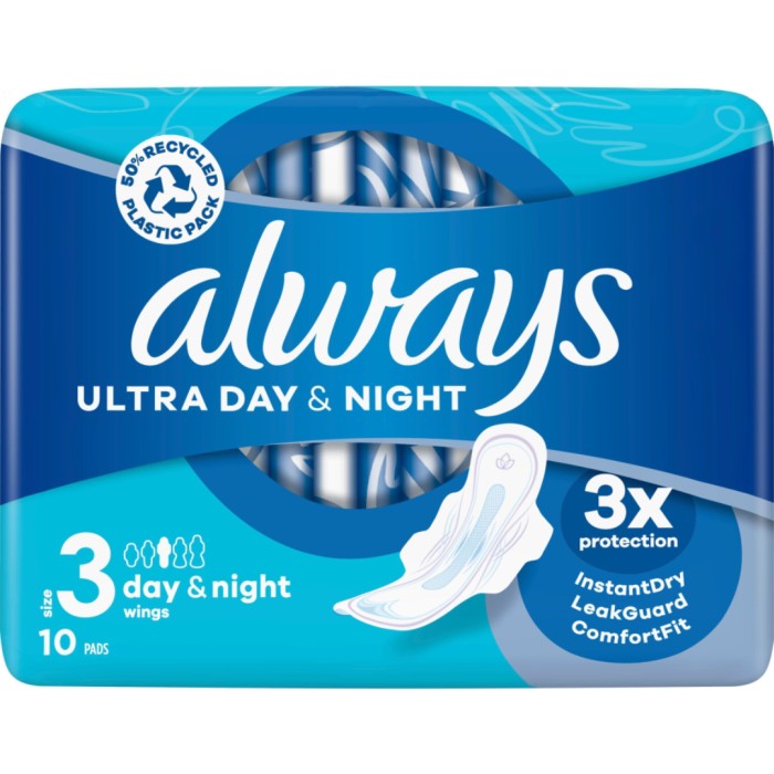 Köp Always Ultra Bindor Day & Night (Storlek 3) med vingar 10 st på ...
