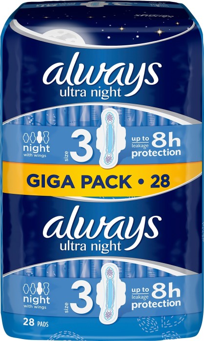 Köp Always Ultra Night 3 28 st på apotea.se