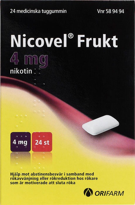 Köp Nicovel Frukt, medicinskt tuggummi 4 mg 24 st på apotea.se